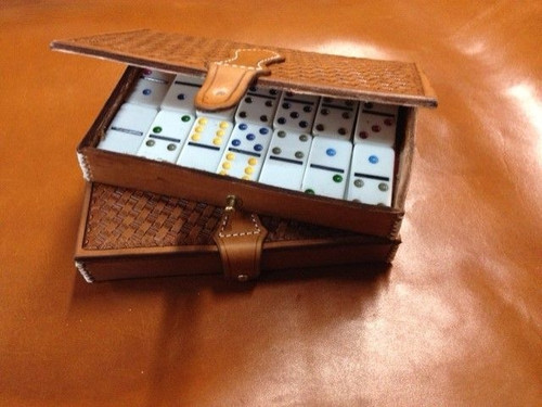 Tooled Basketweave Domino case | SULLIVAN LEATHER