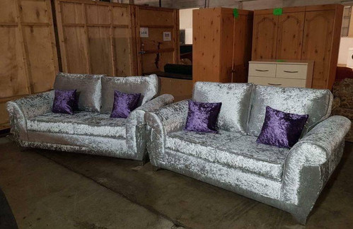 SHANNON CRUSHED VELVET 3&2 SOFAS | B&W BEDS