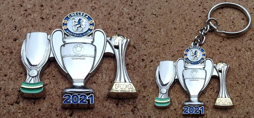 CHELSEA FC - INTERNATIONAL TREBLE 2021 BADGE/KEYRING | FOOTBALL-PINS-BADGES