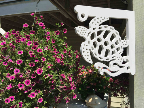 ® Sea Turtle Decorative Bracket Premium All-Weather Solid White PVC 16 ...
