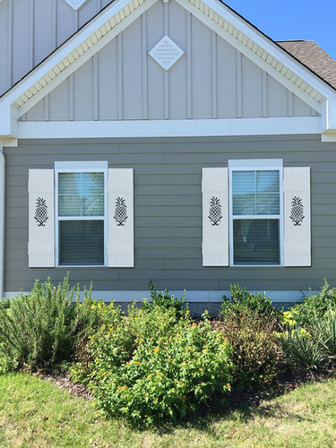 ® PINEAPPLE Cutout Shutters 40"Hx15"W Premium Solid White PVC w/ UV ...