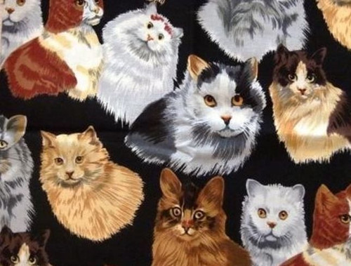 Classic Cats Portrait Faces Fabric # C28 | barbisdesigns.com