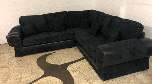 TANGO CORNER SOFA BLACK/BLACK JUMBO CORD | B&W BEDS