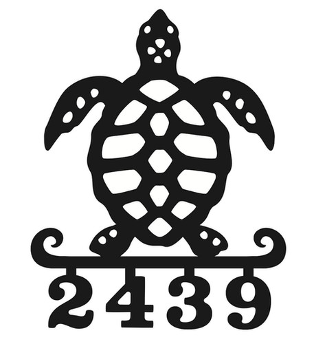 Sea Turtle Address Plaque 4 Numbers 14.5"Hx11.5"W Premium All-Weather White PVC | Island Creek ...