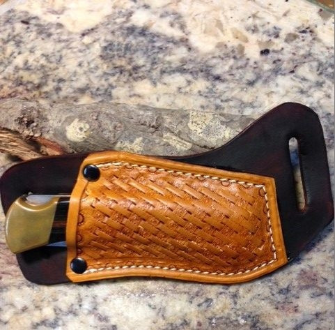 Basket weave Cross Draw for the Buck 110 | SULLIVAN LEATHER