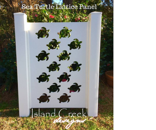 Sea Turtle Lattice Fencing Panel 24"x36"x.25" | Island Creek Designs