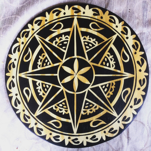 Black Earthstar with Rossette Center, 12" round | My Vxw Site 7wit4j