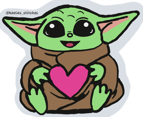 Baby Yoda Sticker | Kaela's Stitches
