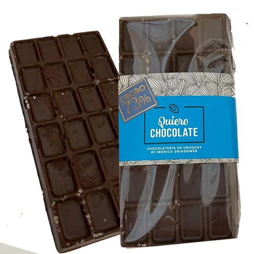 Tabletas de chocolate semiamargo 73 % con un toque de flor de sal ...