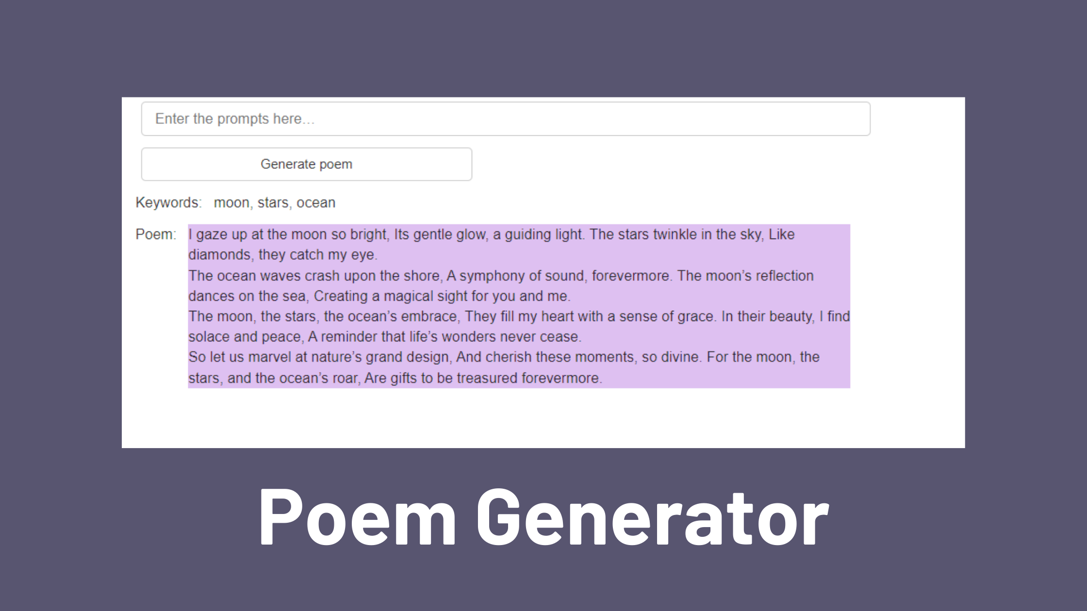 Poem Generator - Artistic Creations from Your Prompts | Large Language ...