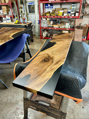 English Walnut Entry Tables w/ Black Epoxy | Maverick Sawmill