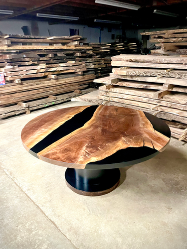 Black Walnut + Epoxy Round Dining Table | Maverick Sawmill