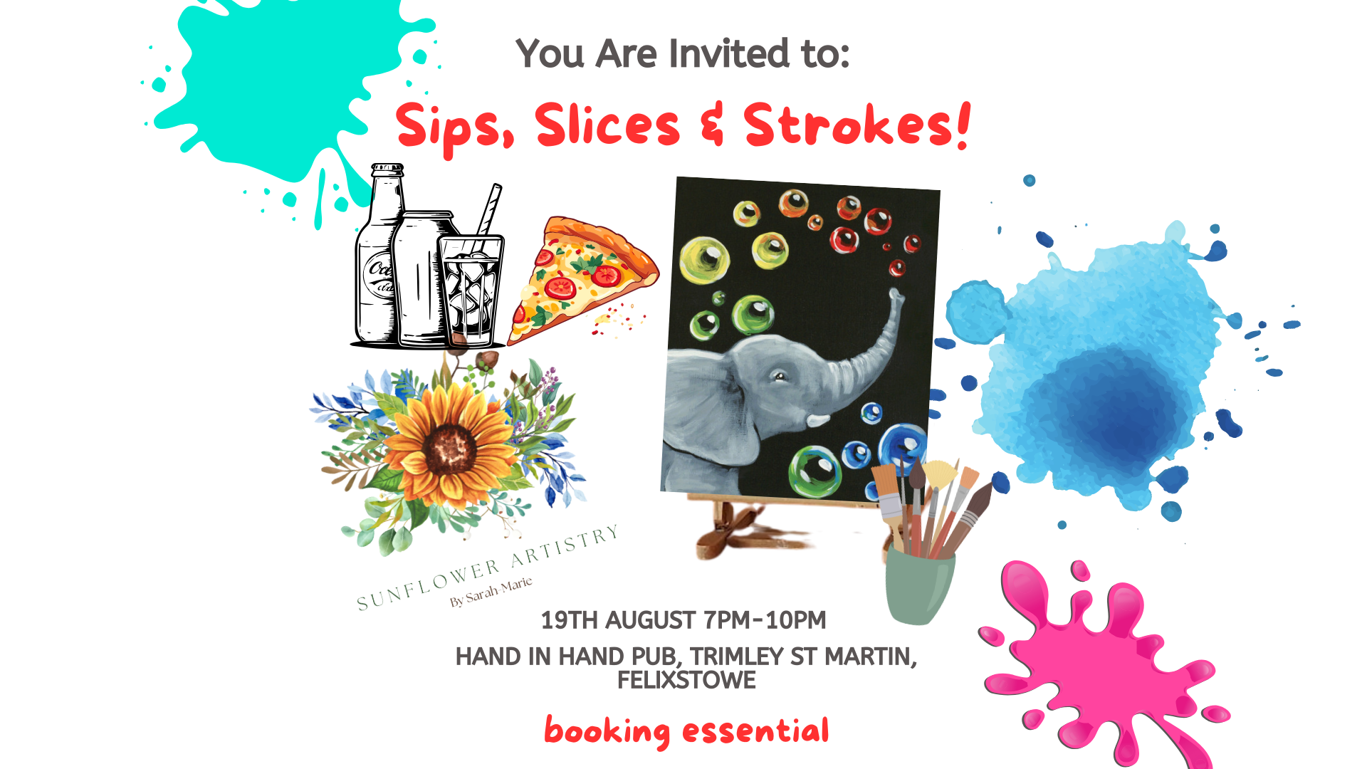 Sips, Slices & Strokes - Felixstowe | Sunflower Artistry