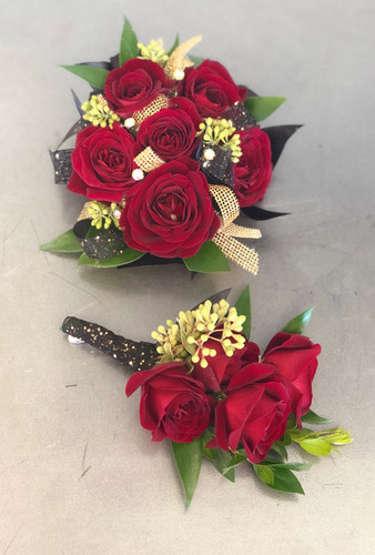 Classic Red Rose Wrist Corsage and Boutonniere Set | BowKay Designs ...