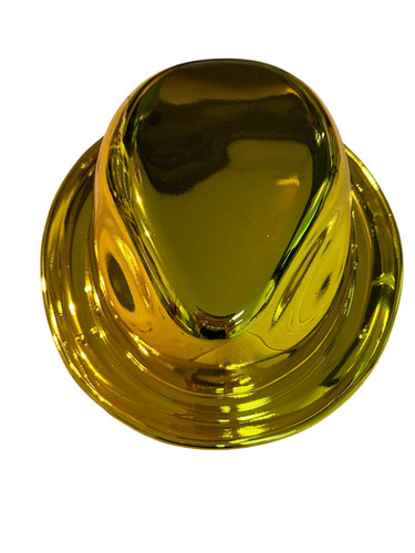 Custom Gold Chrome Fedora Mikes Pro Lid novelty helmet | bagrbuck