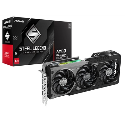 ASRock AMD Radeon RX 9070 XT Steel Legend Dark 16GB GDDR6 Graphics Card ...