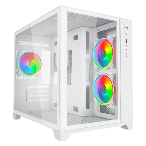 Vida Akira V2 White ARGB Gaming Case w/ Glass Front & Side, Micro ATX ...