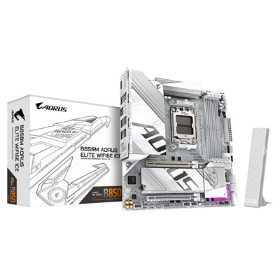 Gigabyte B850M AORUS ELITE WIFI6E ICE AMD AM5 Socket Motherboard, Micro ...