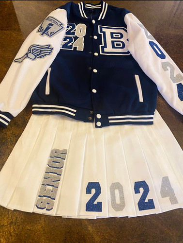 Varsity jacket with matching skirt | In3ffable Designs