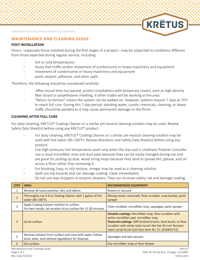 Maintenance and Cleaning Guide | Kretus