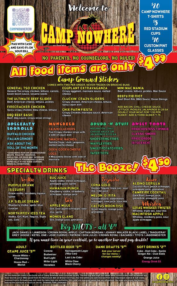 Menu | Camp Nowhere RI