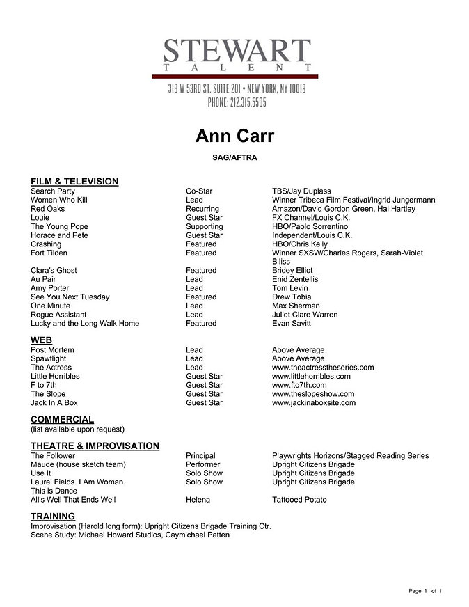 Resume | Ann Carr
