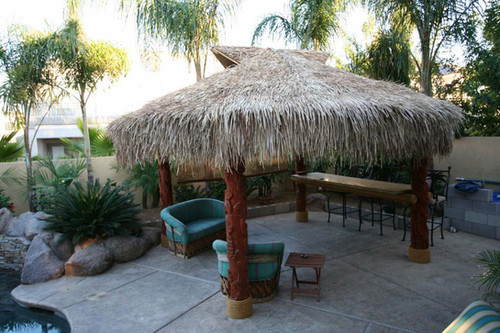 BAJA THATCH ROUND 4 POLE VENTED HUT | tropicalshadeimports