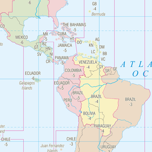 Standard Time Zones Map | Canada Nautical