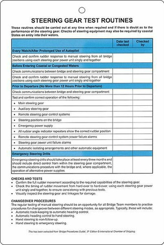 Steering Gear Test Routines Checklist | Canada Nautical
