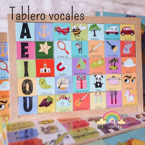 Tablero vocales. 35 fichas | enmodofeliz.ok