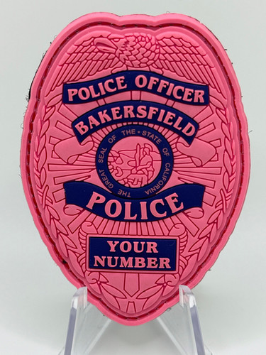 PVC VELCRO PINK BAKERSFIELD POLICE UNIFORM BADGE (not for sale) CUSTOM ...