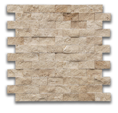 Classic Travertine Chiseled Brick Mosaic | Sabine Hill