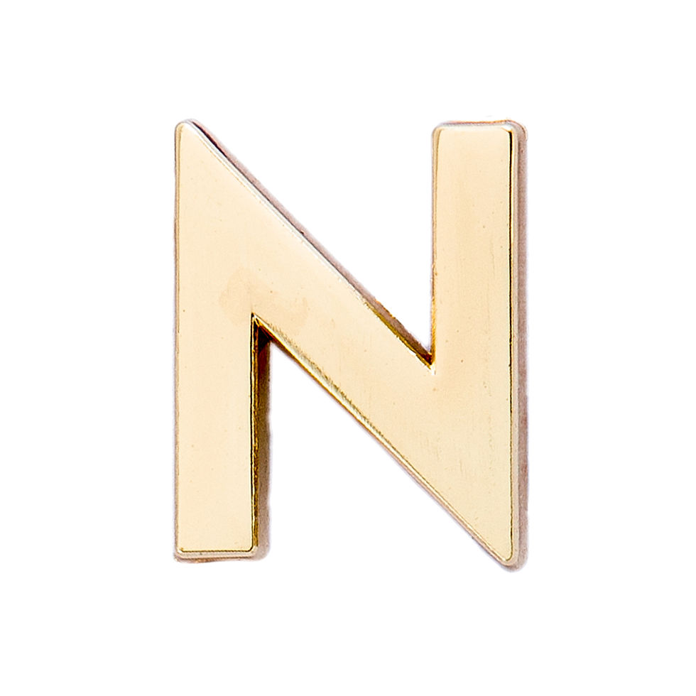 Golden Letter N Pin | makeheadsturn