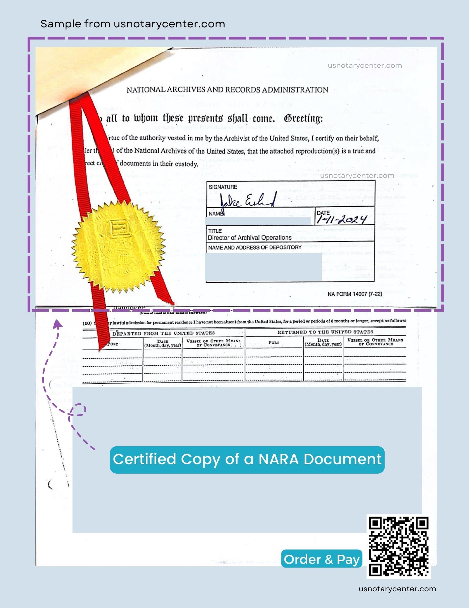 How to obtain Apostille of certified copies of documents from the NARA?