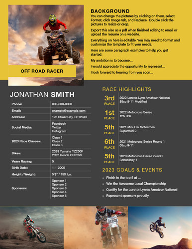 Pin-It Sponsorship Resume Template | Sponsorship Resumes