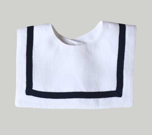 White With Navy Linen Sailor Collar | Bailey & Blue