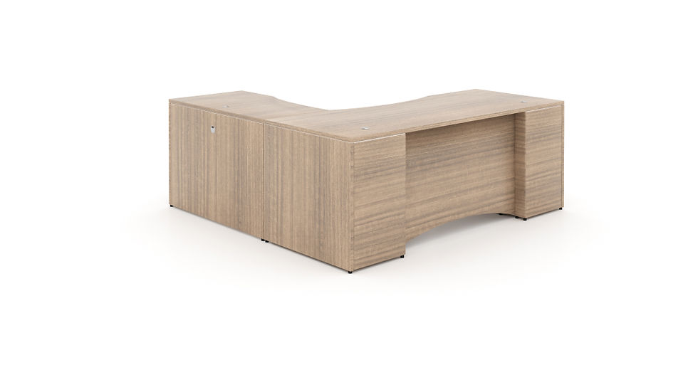 66 L Shaped Rectangular Desk with Laminated Modesty Panel Shore Total Showroom
