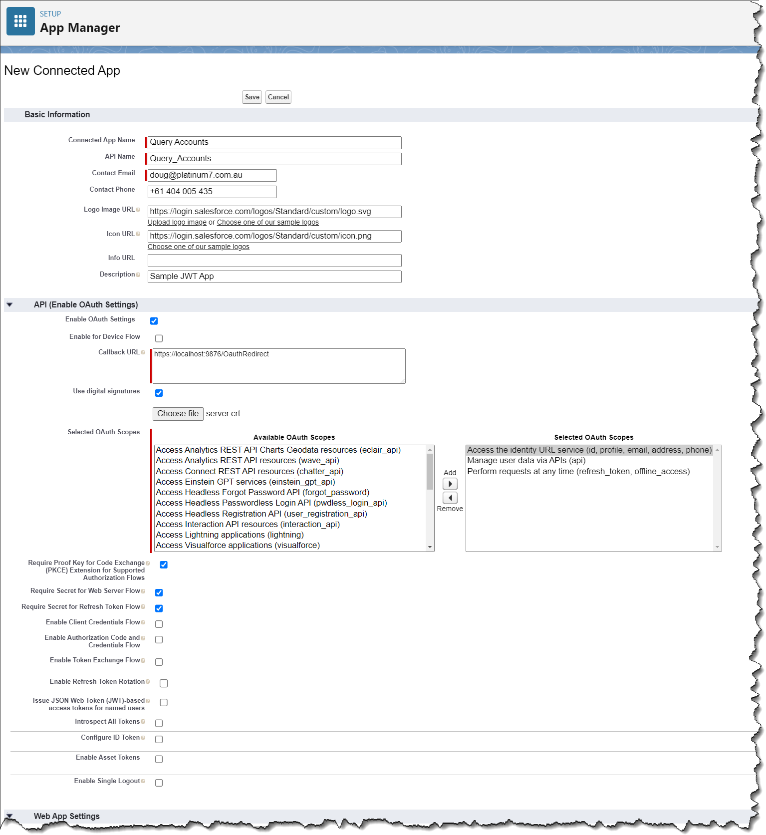 Java, WSC, JWT and Connected Apps
