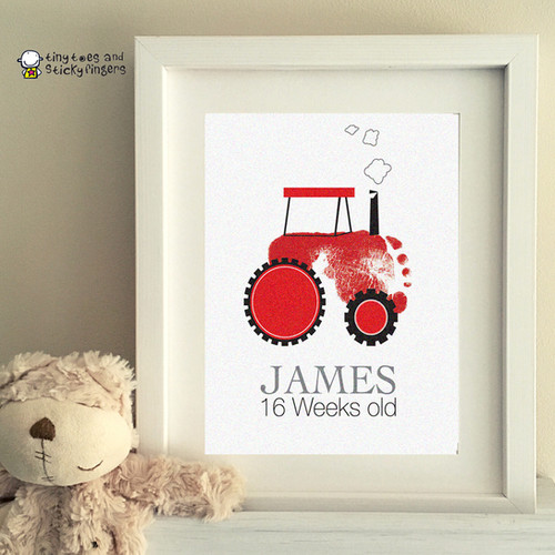 Personalised baby footprint tractor | Tinytoes