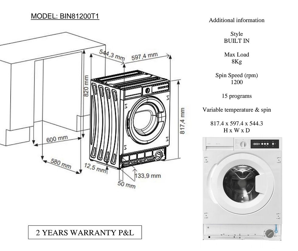 AVG BUILT IN WASHING MACHINE 8KGS . MODEL BIN81200TI | tabletsandmore