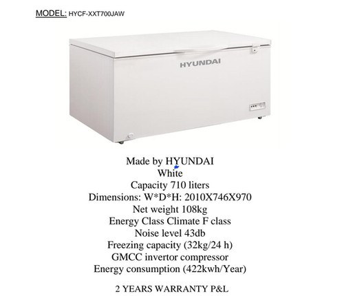 Hyundai Chest Freezer 710Ltrs. Model XXT700 | tabletsandmore