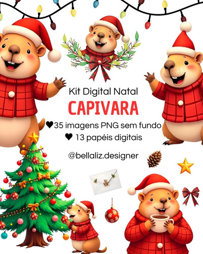 Kit Digital Natal Capivara | Bella Liz