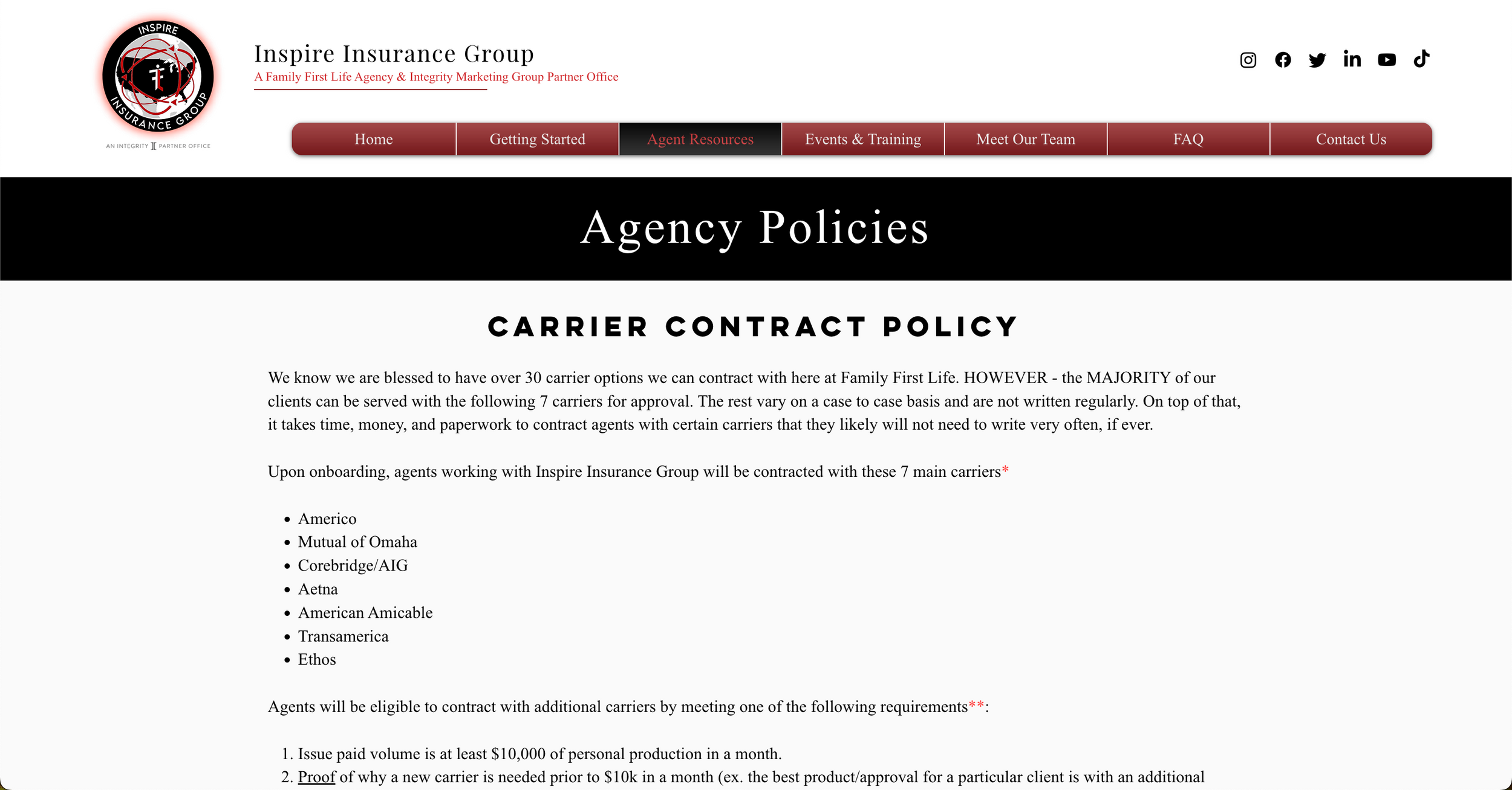 Agency Policies | Inspire Insurance Group