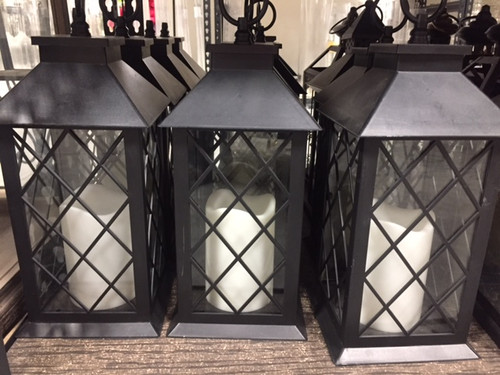 Black Metal Lattice Lantern w/ LED Candle | aperfectbloom