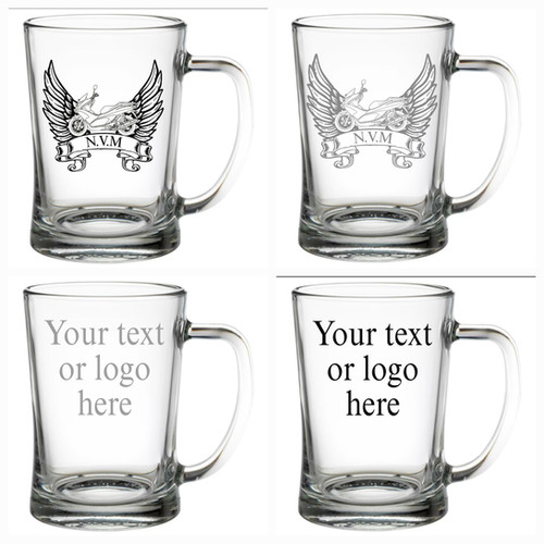 Tankard glass box Set personalised laser etched message, pictures or ...