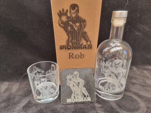 Iron Man decanter box set can be personalised | Lead DIY Shop