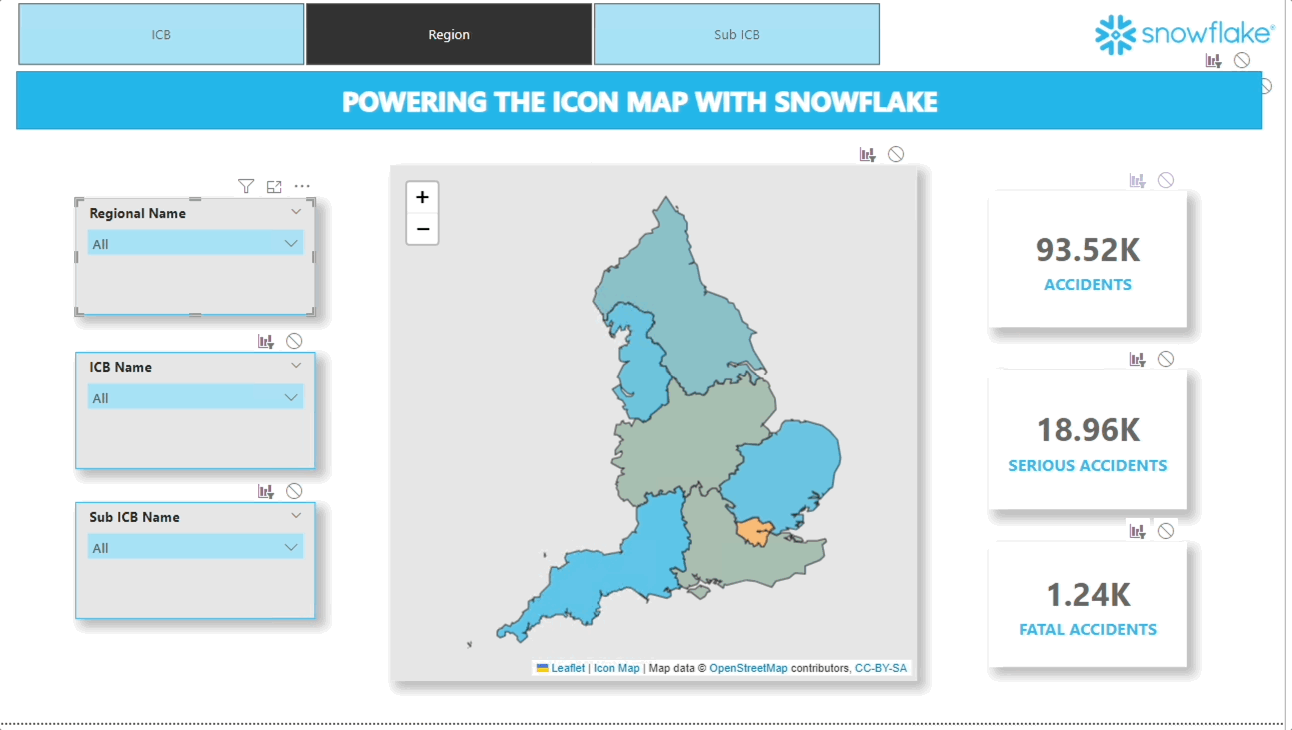 POWER the Power BI Icon map with SNOWFLAKE