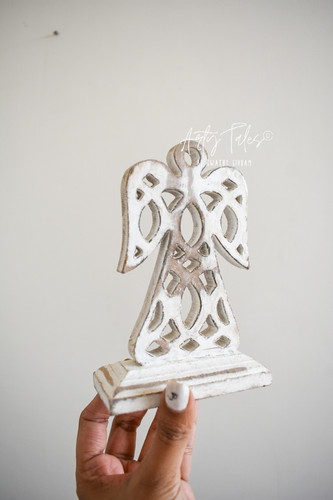 Distressed wooden angel table top Decor | Arty Tales by Swathy