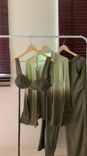The Sand Set + The Shell Bralette : Olive Ombre | MOONBOW INDIA