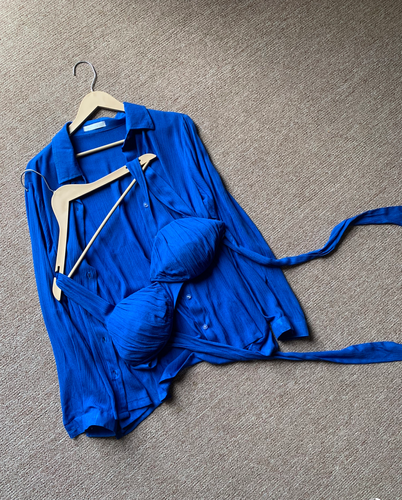 The Sand Shirt + The Shell Bralette : Royal Blue | MOONBOW INDIA
